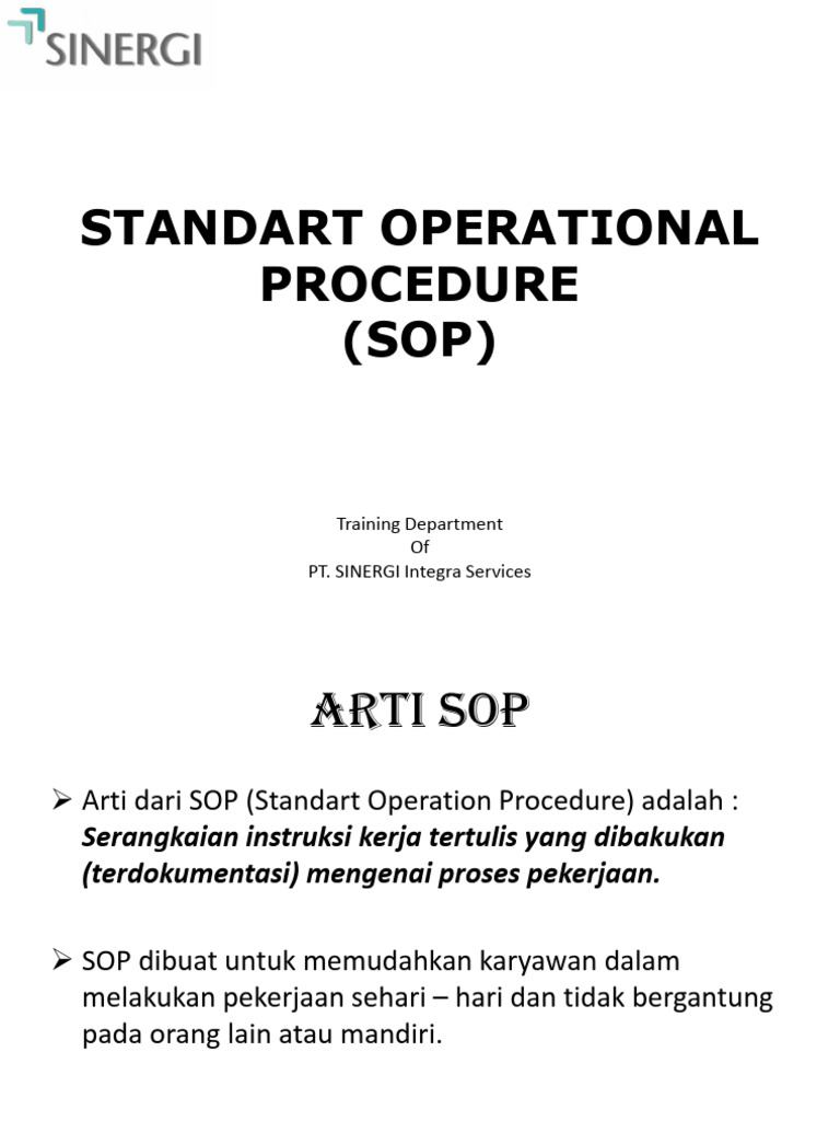 SOP Cleaning Service PT Sinergi Integra | PDF