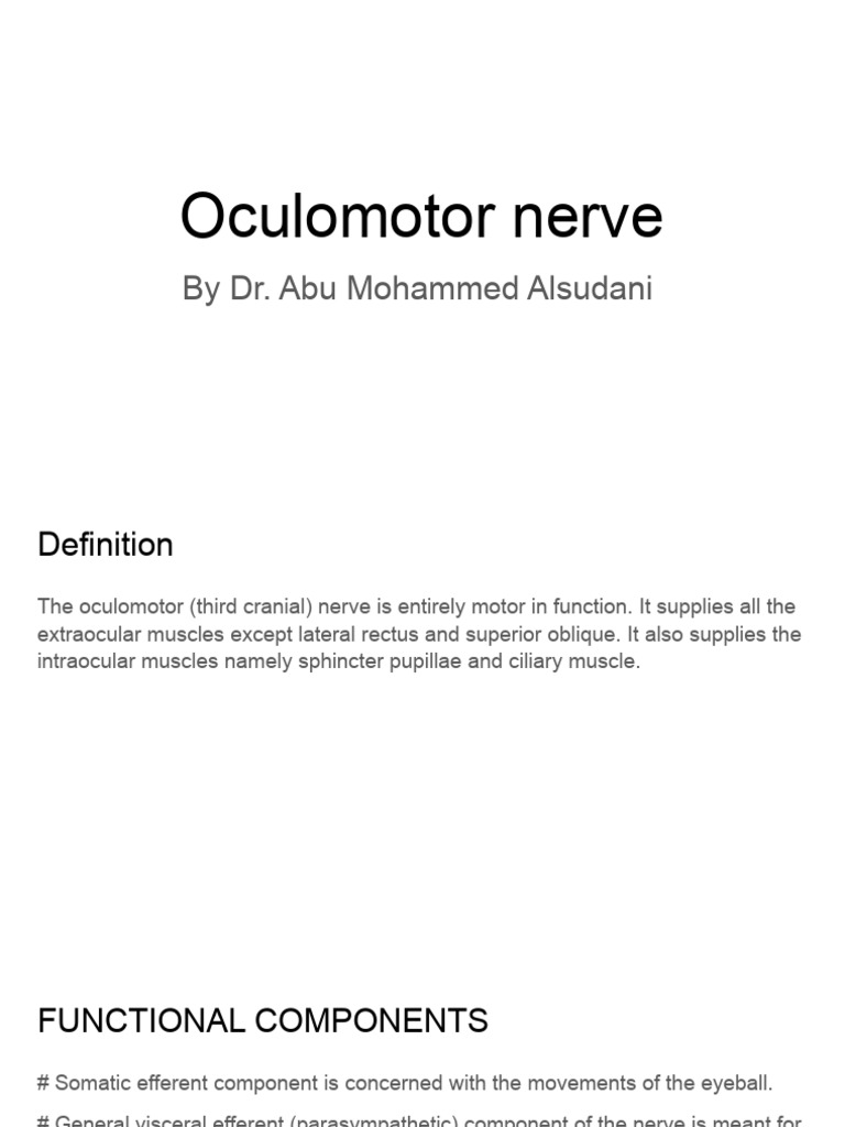 Oculomotor Nerve | PDF | Human Anatomy | Nervous System