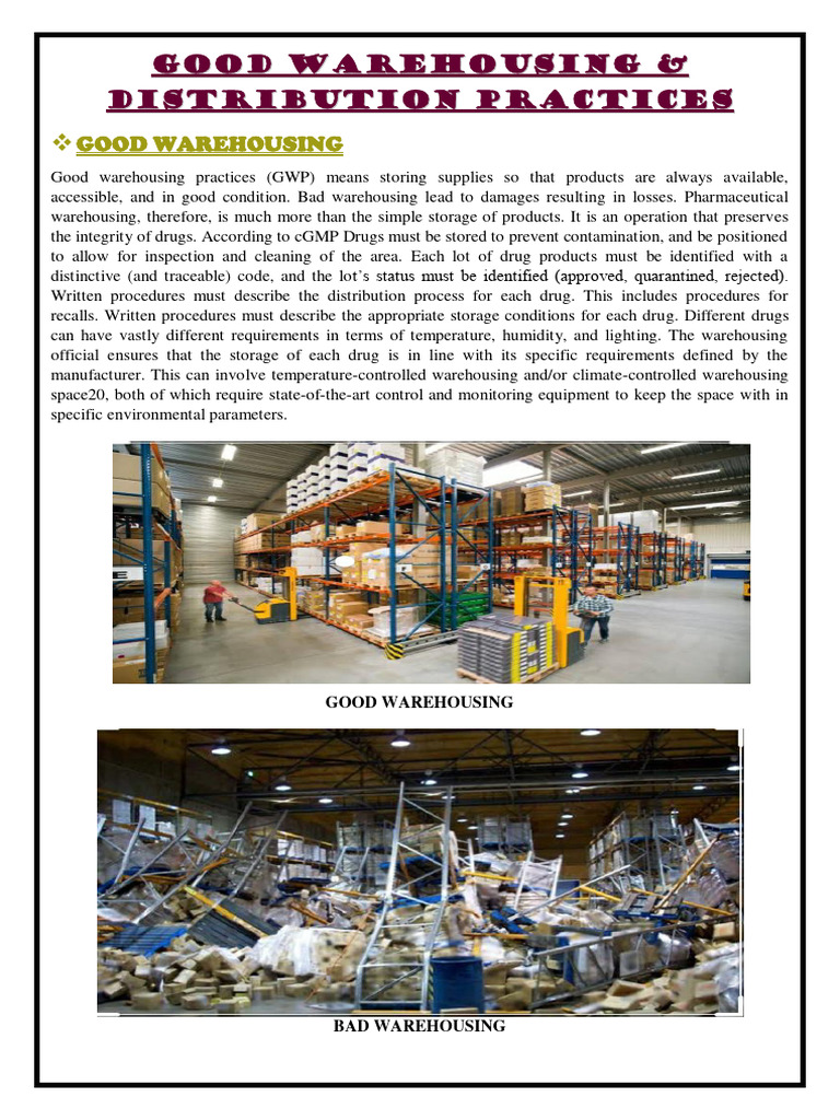 Good Warehousing Practice | PDF | Warehouse | Procurement