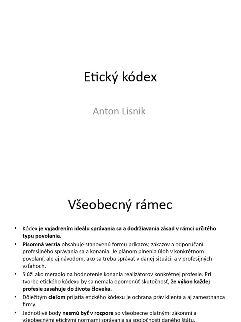 Eticky Kodex 5.lekcia | PDF