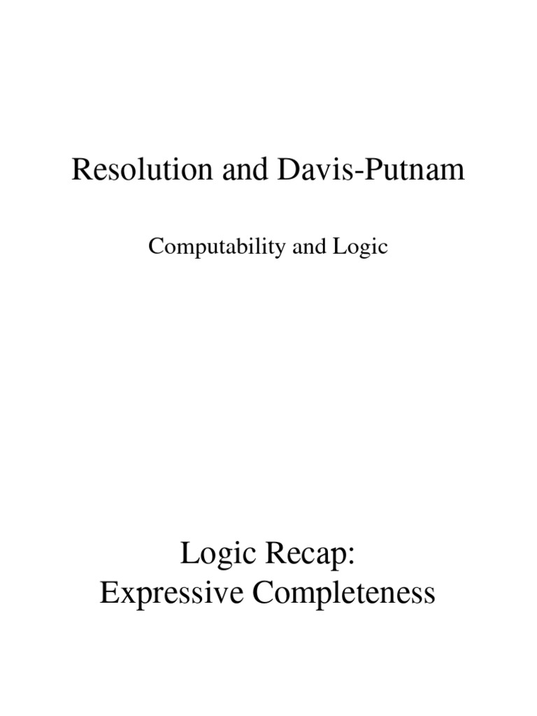 Resolution Davis Putnam | PDF | Syntax (Logic) | Metalogic