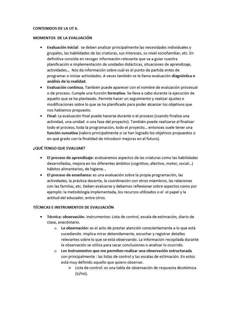 Contenidos Ut6 | PDF | Evaluación | Metodología de encuesta