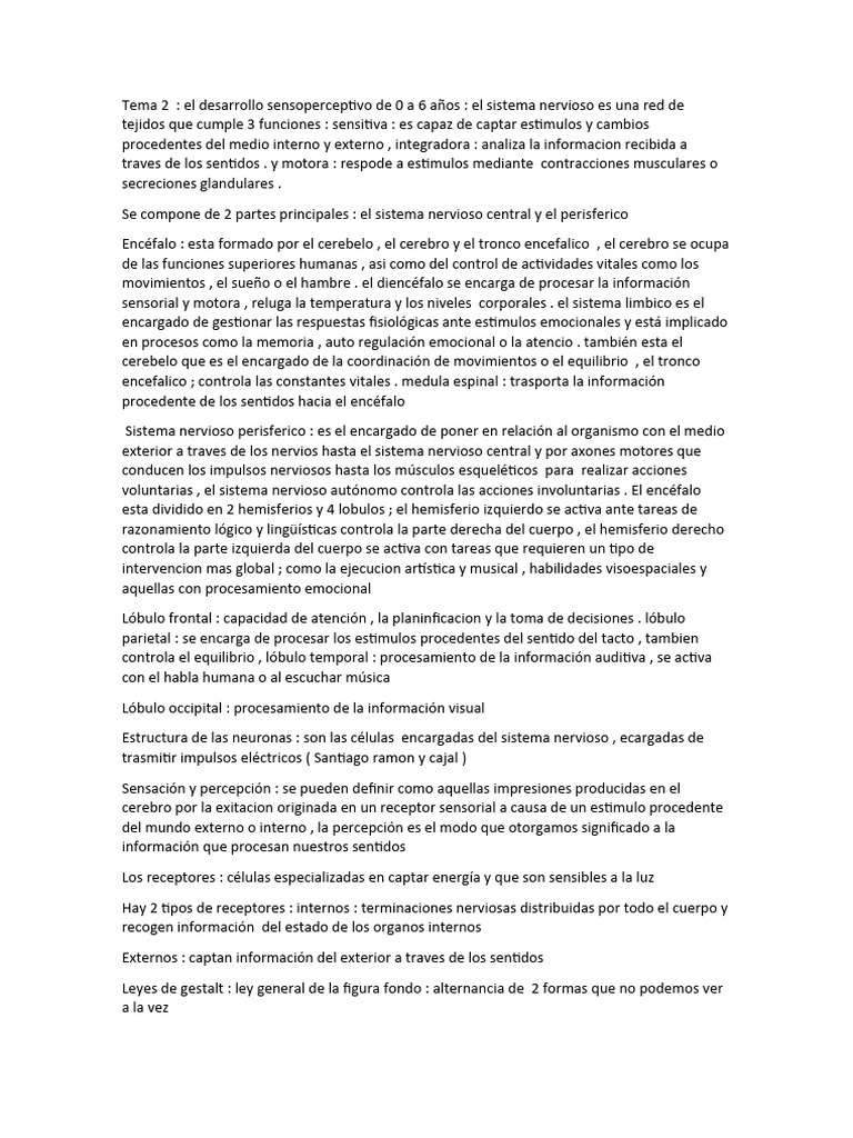 Tema 2 Biology | PDF | Sentidos | Percepción