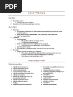 Objections Cheat Sheet | PDF