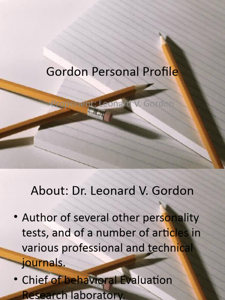 Gordon Personal Profile | PDF | Anxiety | Emotions