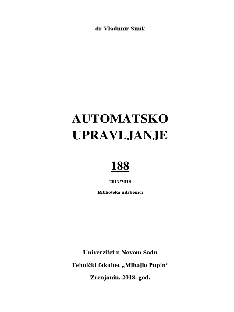Automatsko Upravljanje | PDF