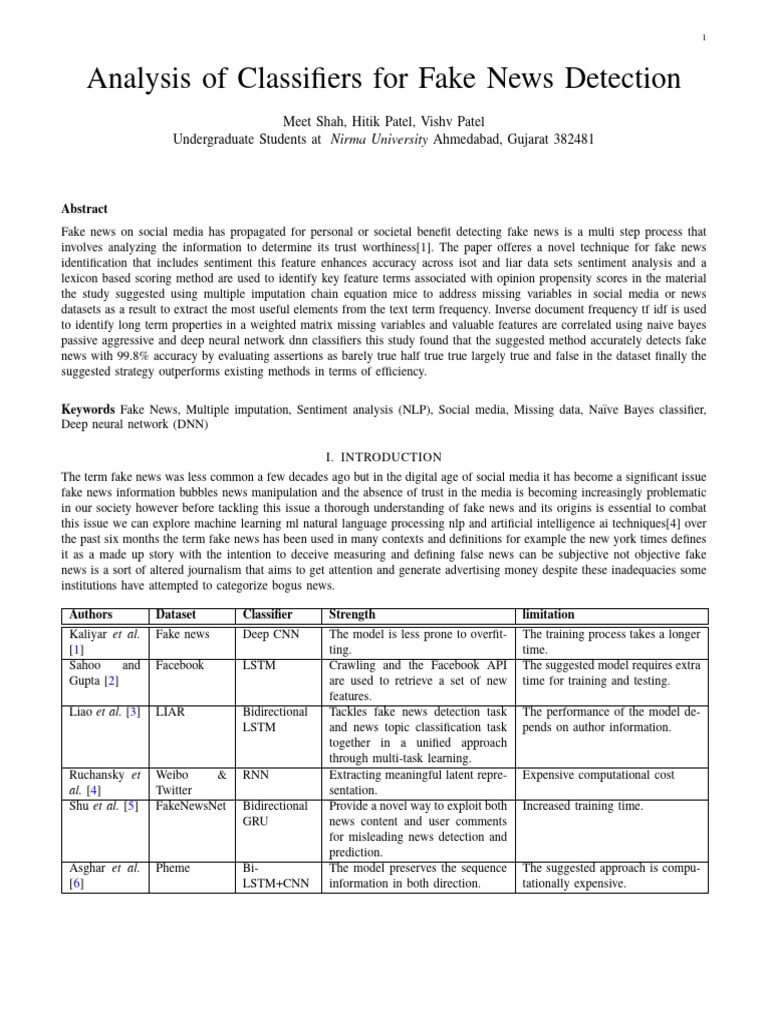 Analysis of Classifiers For Fake News Detection | PDF | Part Of Speech | Machine Learning