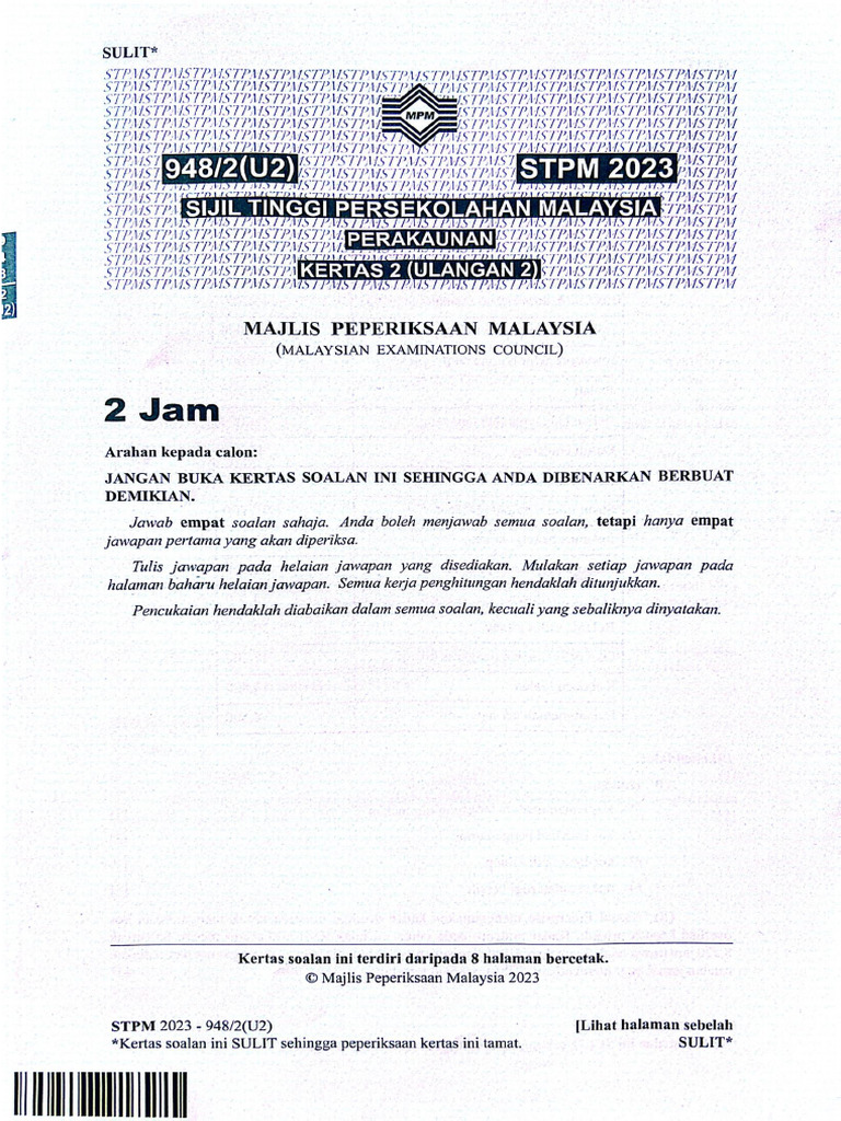 Stpmsem2 (U2) Perakaunan 2023 | PDF