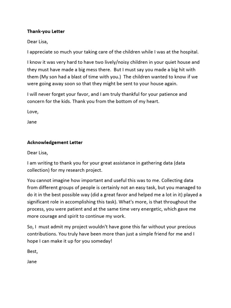 Thank-You Acknowledgement Sample | PDF