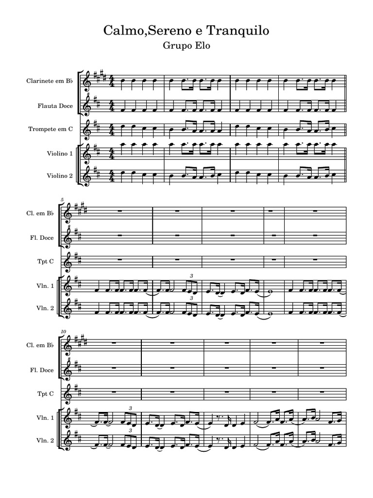 Calmo, Sereno - e - Tranquilo Arranjo | PDF