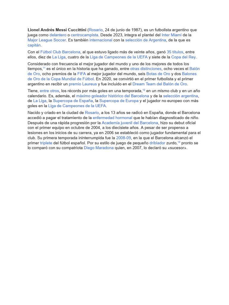 Estilo de vida e idiomas de Messi | PDF | Deportes y actividades al ...