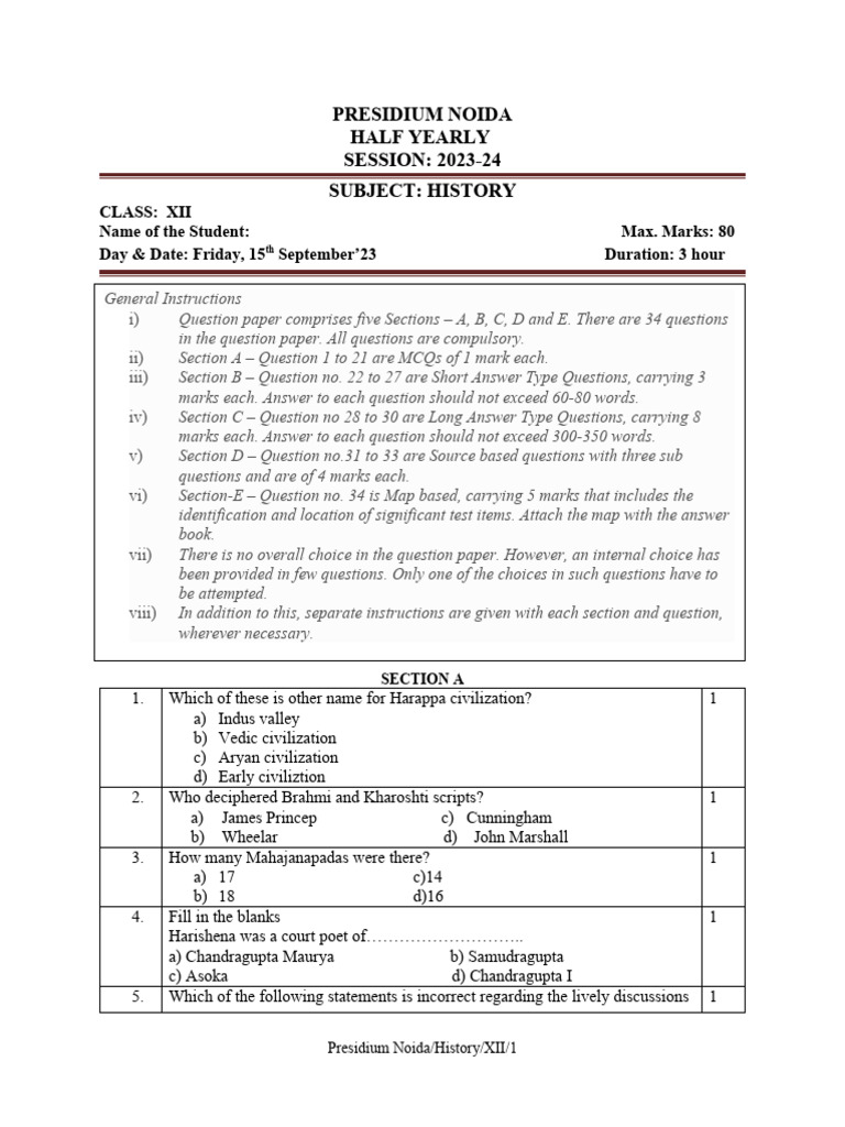 Half Yearly Grade 12 History Pdf Indian Religions