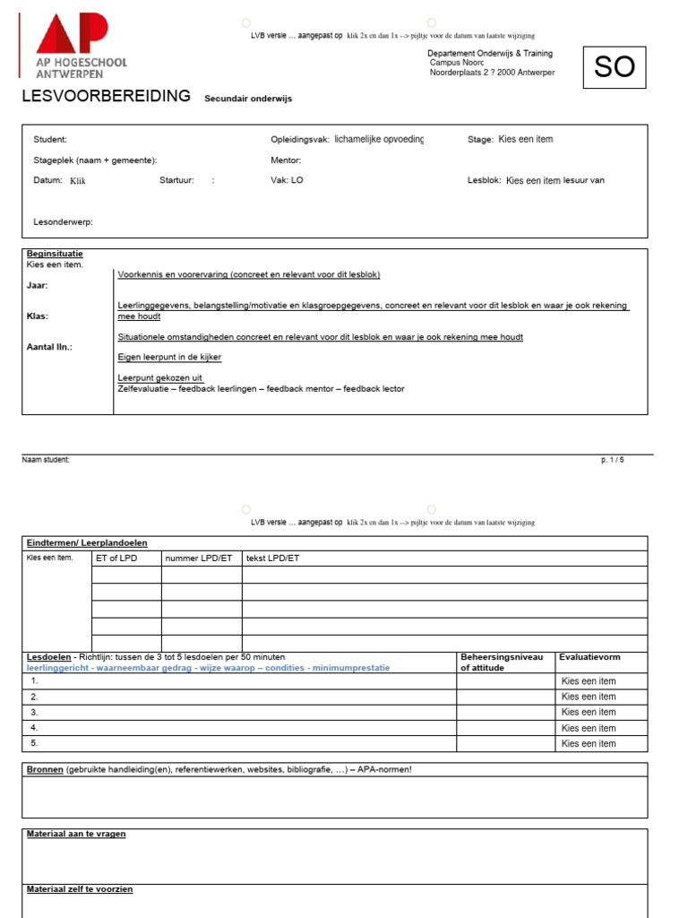 LVB Sjabloon 23 - 24 | PDF