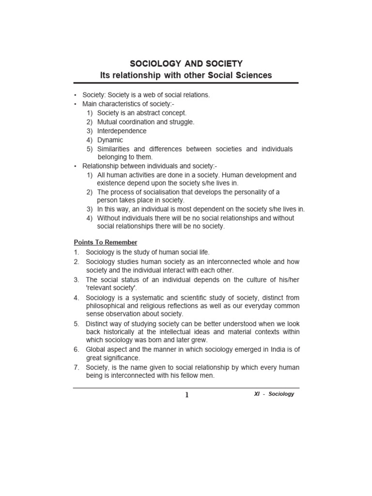 Half Yearly Notes Grade 11 Sociology | PDF | Sociology | Social Sciences