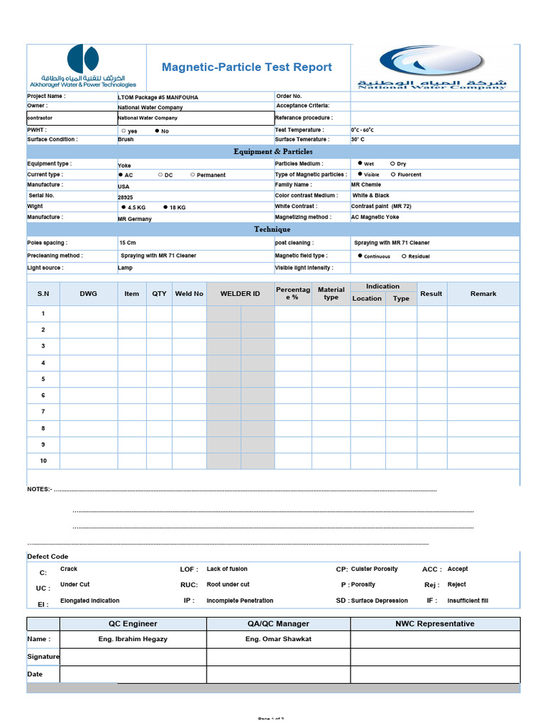 Magnetic-Particle Test Report: Equipment & Particles | PDF | Welding ...