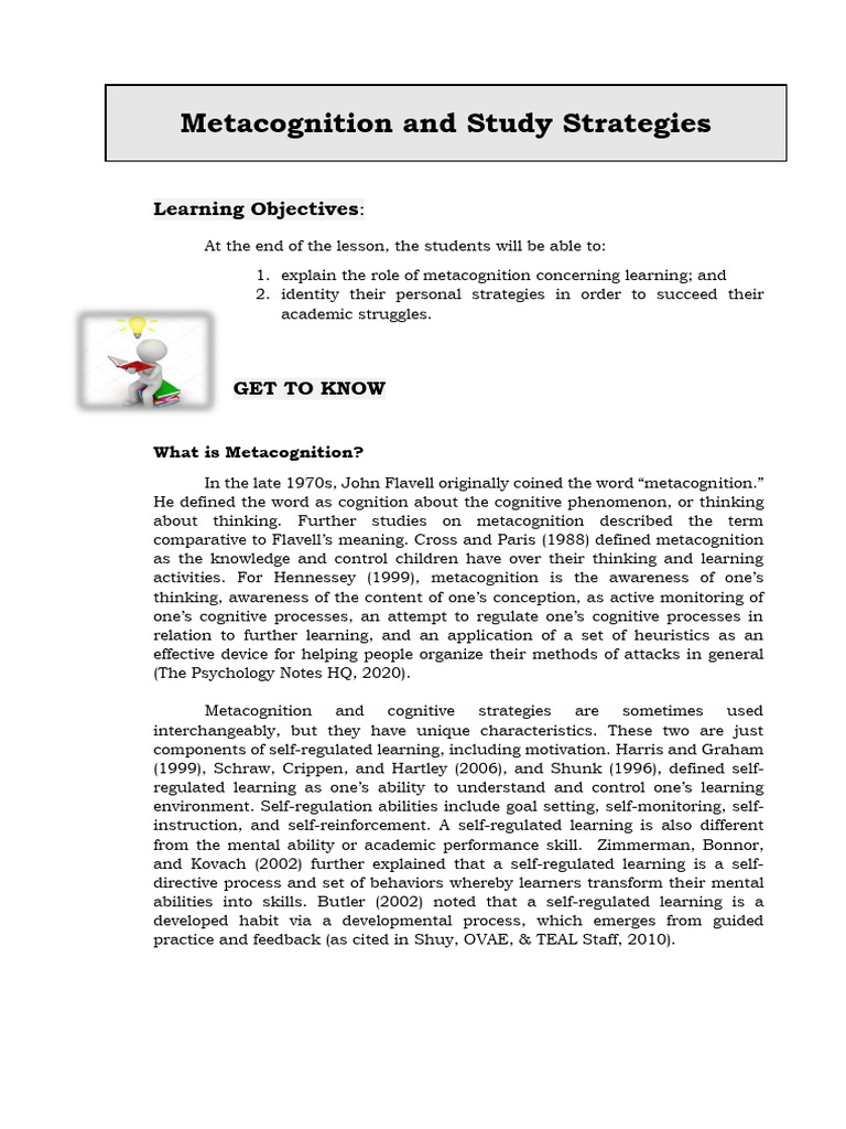 Handouts - Metacognition | PDF | Metacognition | Learning