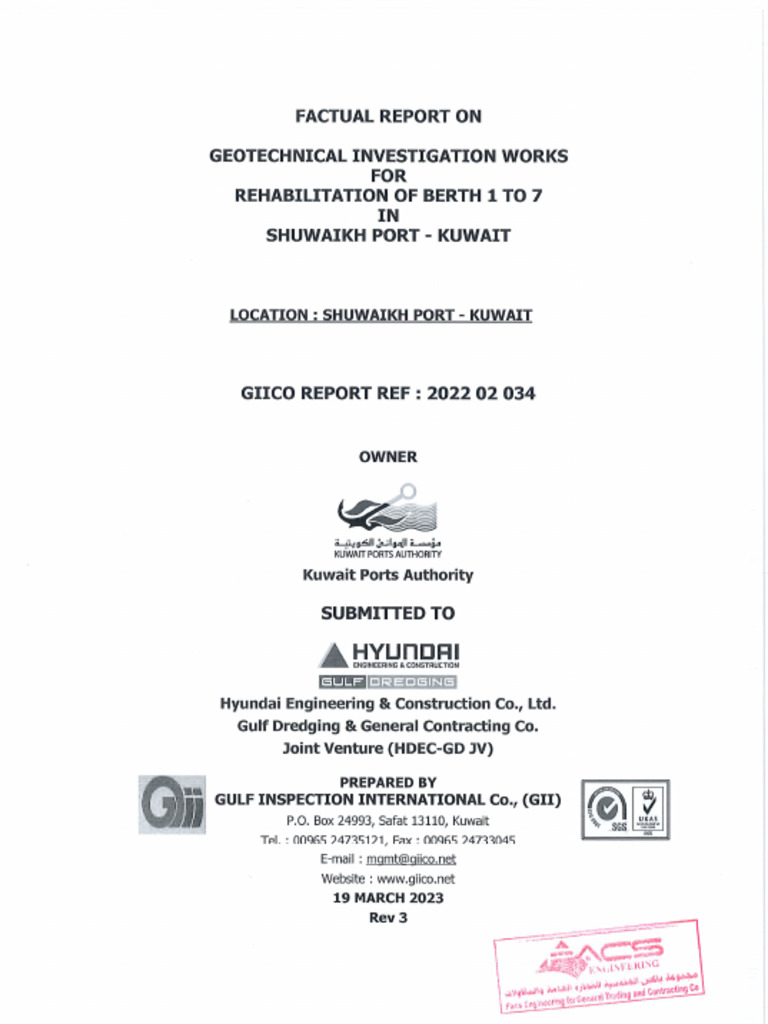 Factual Report - W&F Basin, Berth 8 - Optimized | PDF