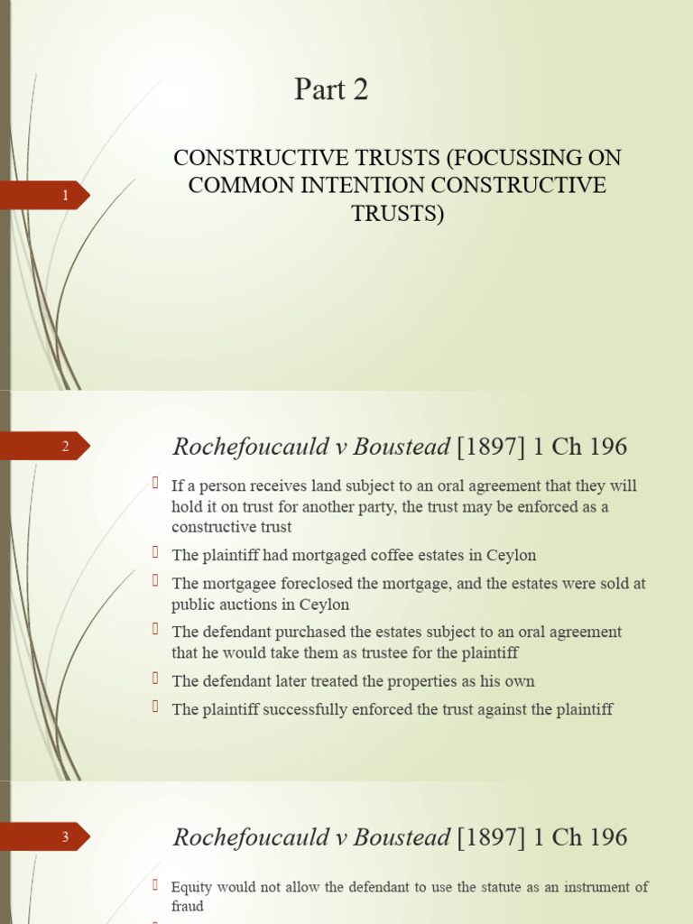 Part 2-Constructive Trusts | Download Free PDF | Estoppel | English Trust Law