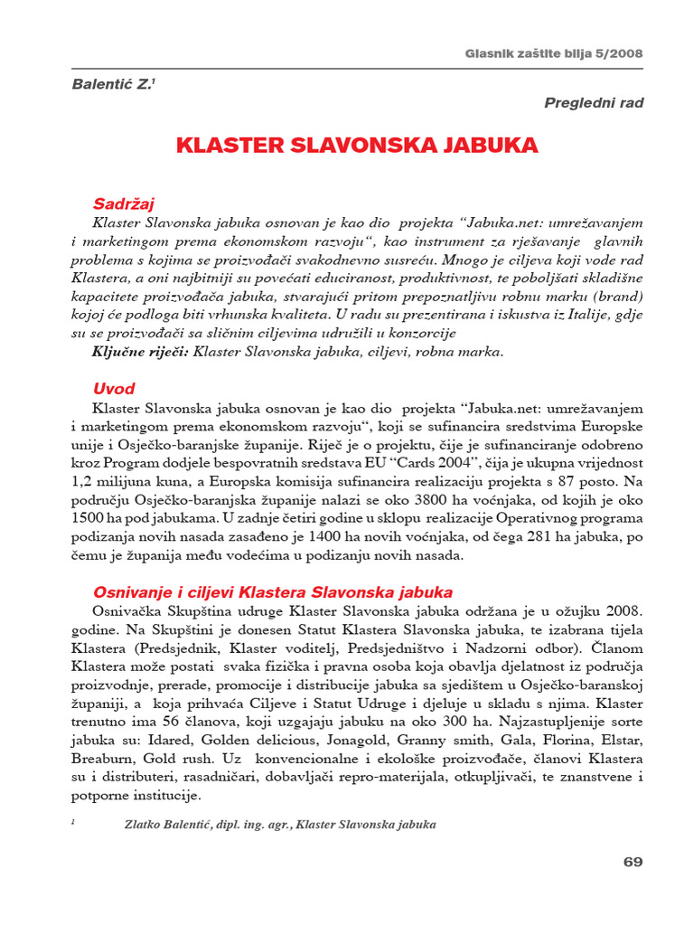 Klaster Slavonska Jabuka | PDF