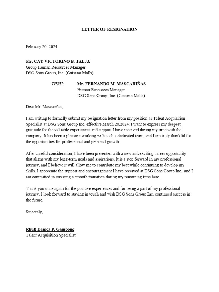 Updated Resignation Letter | PDF