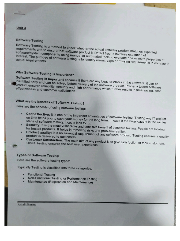 Testing Notes (SE) | PDF