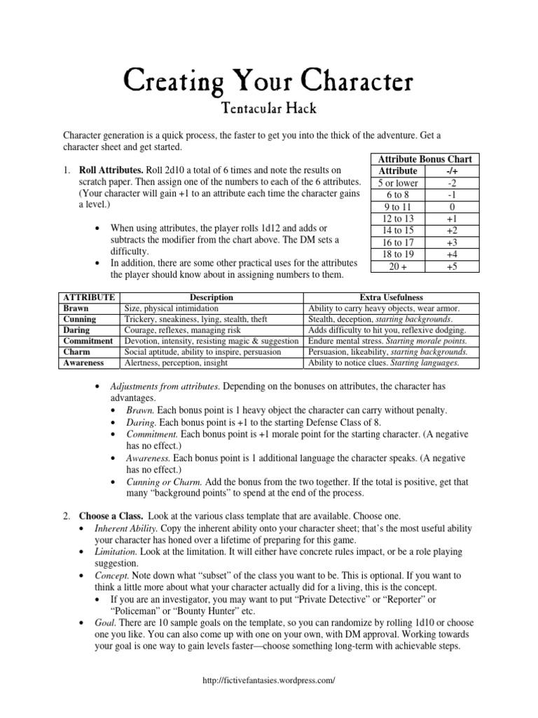 Osh Th Creating Your Character | PDF