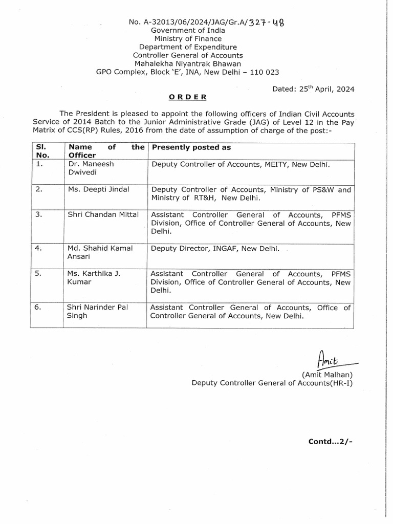 OrderNo327-48Dated25042024 - Promotion Order ICAS 2014 | PDF