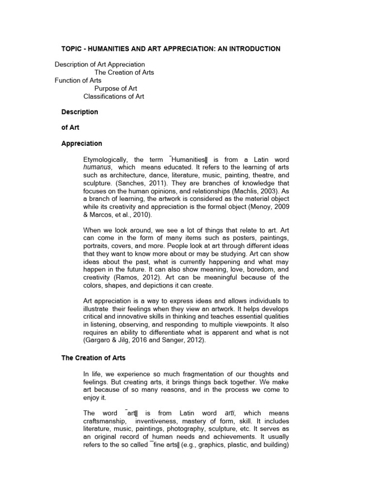 MODULE 1. Humanities and Arts | PDF | The Arts | Paintings