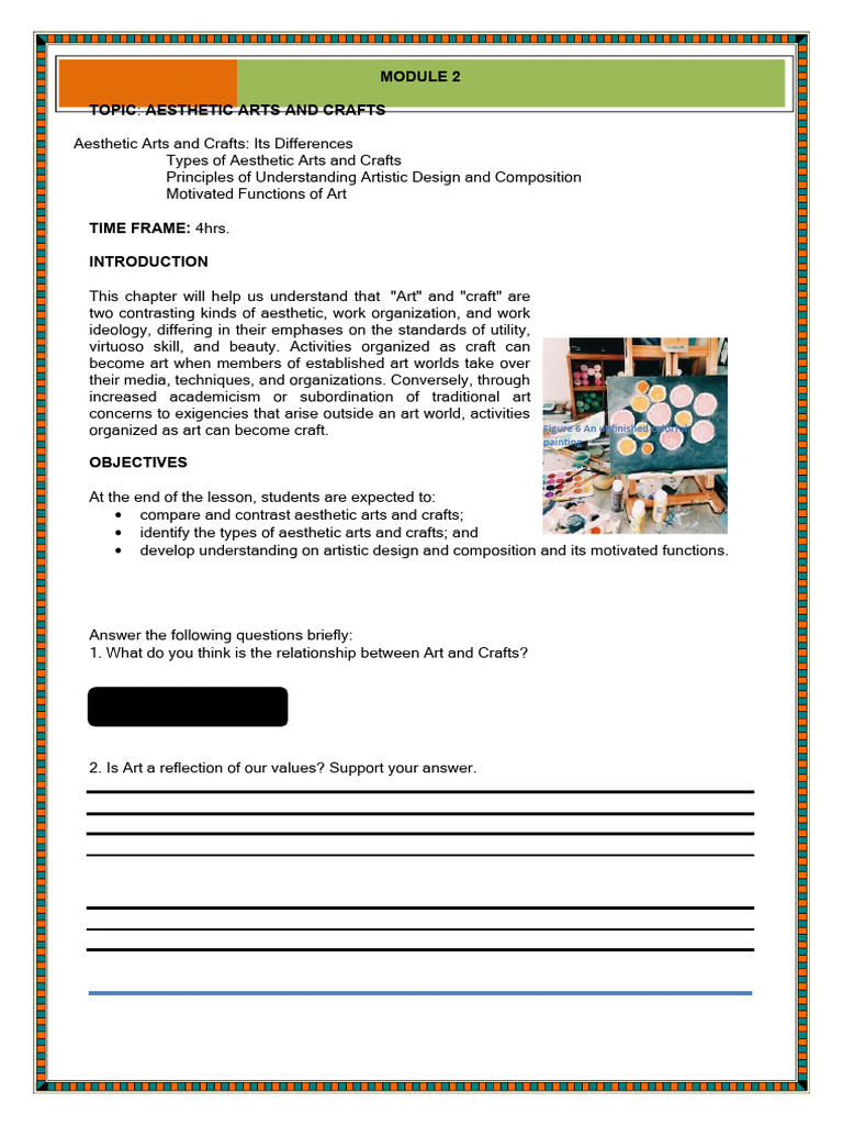 Module 2 Topic-Aesthetic Arts and Crafts | PDF | Yarn | Textiles