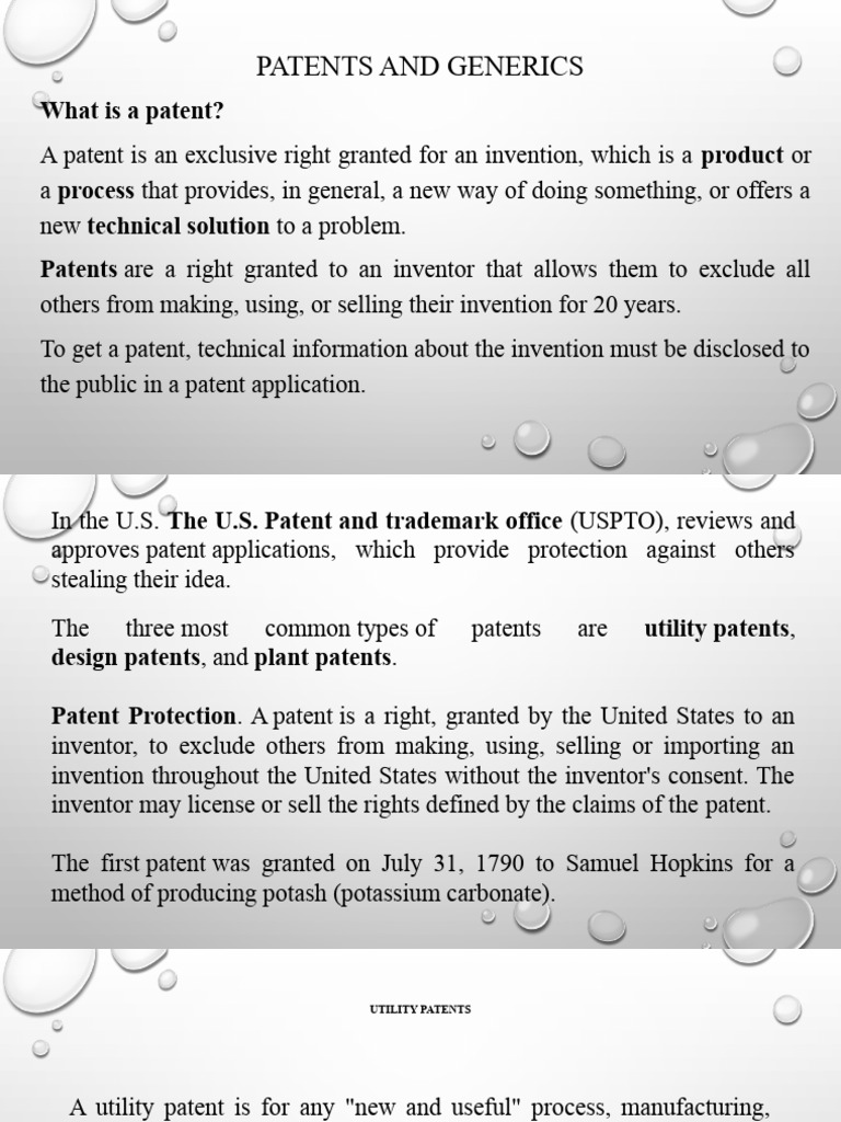 Patents and Generics | PDF | Patent | Generic Drug