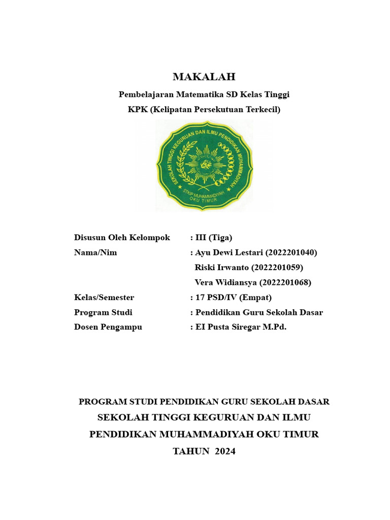 Makalah MTK Kel 3 | PDF | Metode & Bahan Ajar