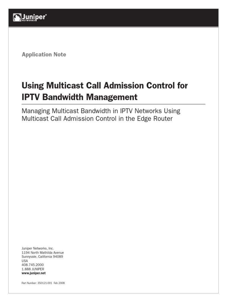 IPTV Bandwidth Management Juniper | PDF | Computer Network | Multicast