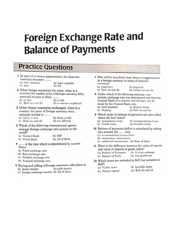 12 Foreign Exchange Rate and Balance of Payments (Solved) | PDF