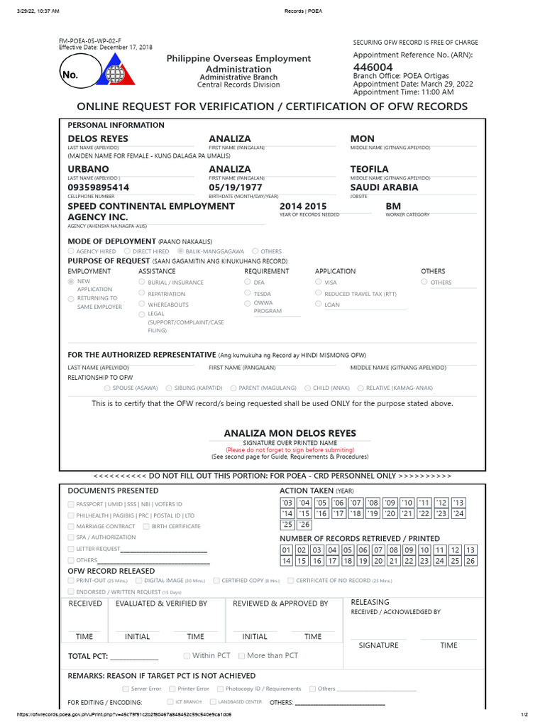 Records - POEA | PDF