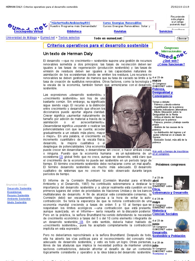 Herman Daly - El Serafy | PDF | Desarrollo sostenible | Crecimiento ...