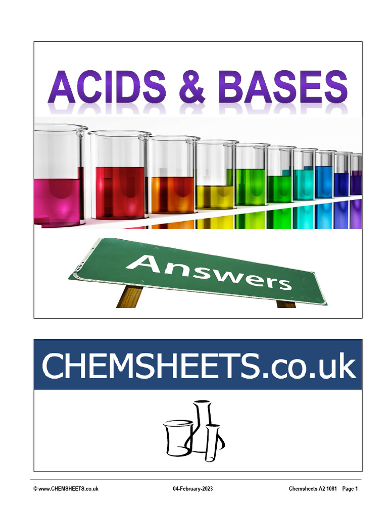Chemsheets A2 1081 Acids and Bases Booklet ANS | PDF | Acid | Ph