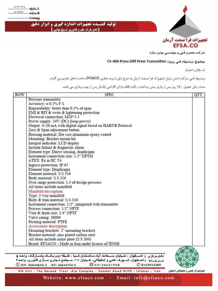 CS 400 Press Diff Press Transmitter | PDF | Pressure Measurement ...