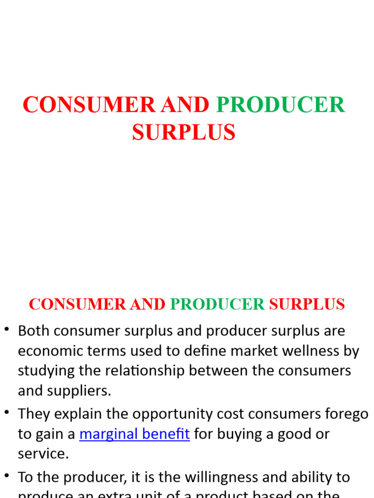 Consumer Surplus and Producer Surplus | Download Free PDF | Economic ...