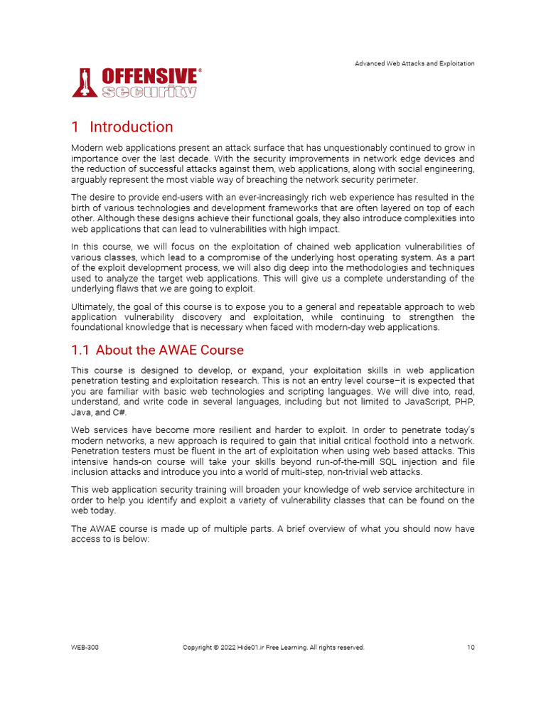 1.1 About The AWAE Course: Advanced Web Attacks and Exploitation | PDF | World Wide Web ...