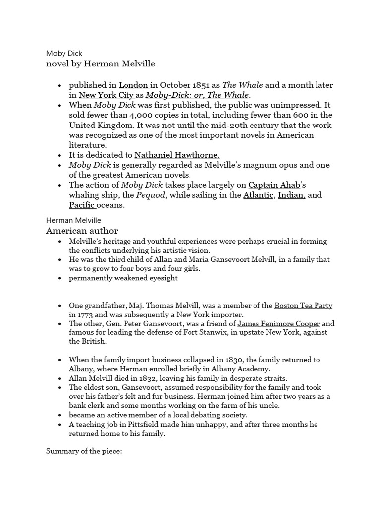 Moby Dick Or, The Whale by Herman Melville | PDF | Moby Dick | Captain Ahab