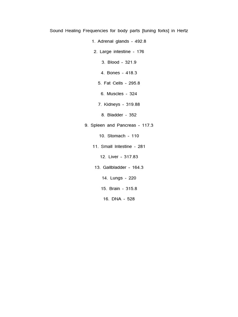 Tuning Fork Frequencies For Healing | PDF