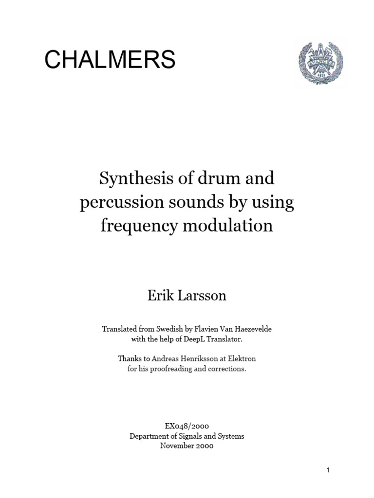 Synthesis of drum and percussion sounds by using frequency modulation - english (1) | PDF ...
