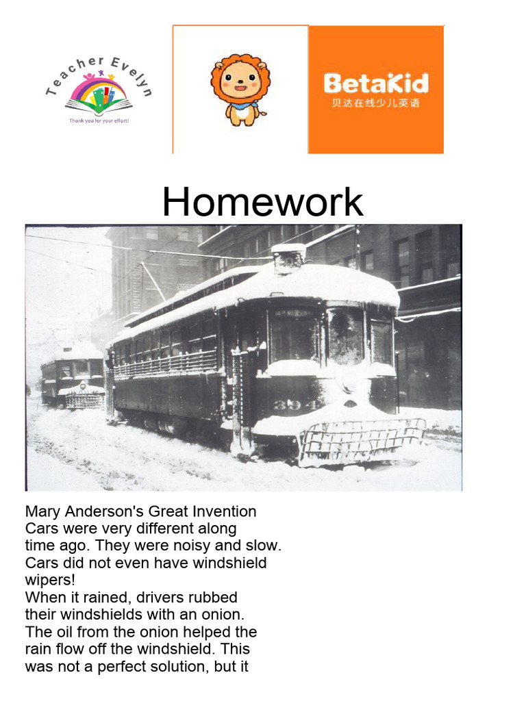 Evelyn P Homework Mary Anderson's Great Invention | PDF | Linguistics