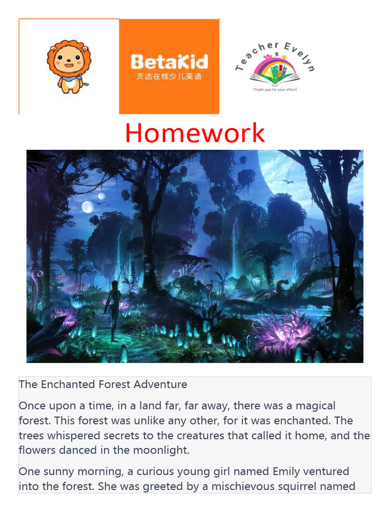 Evelyn P Homework The Enchanted Forest Adventure | PDF | Poetry ...