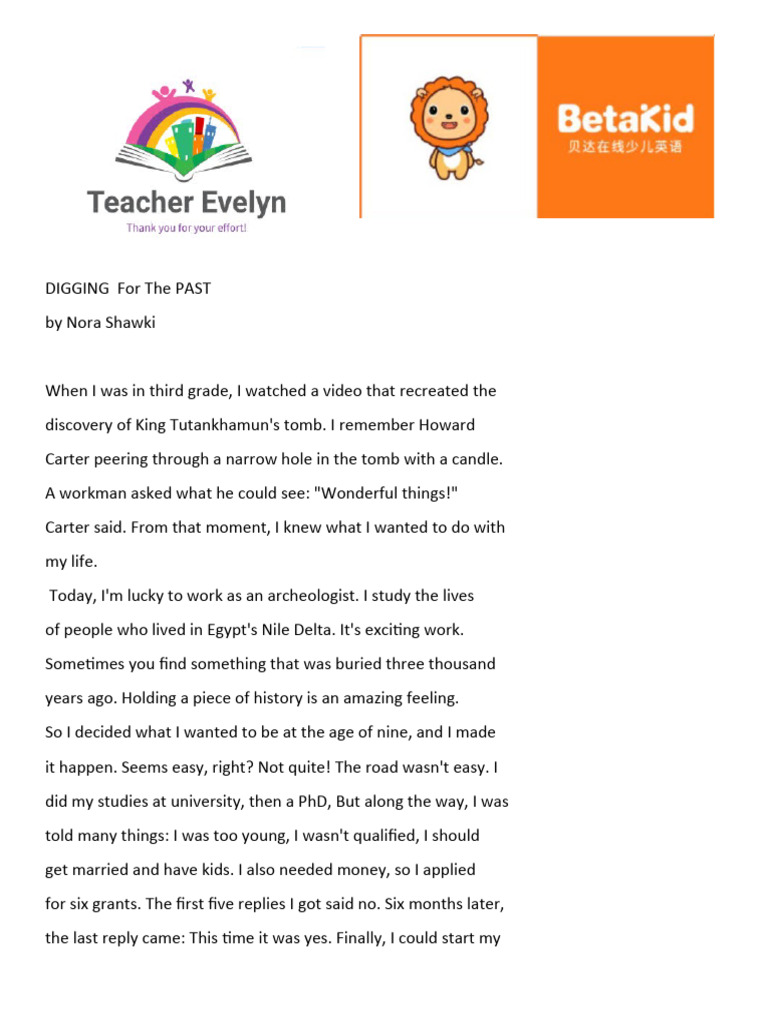 Evelyn P Homework DIGGING For The PAST | PDF | Archaeology | Cognition