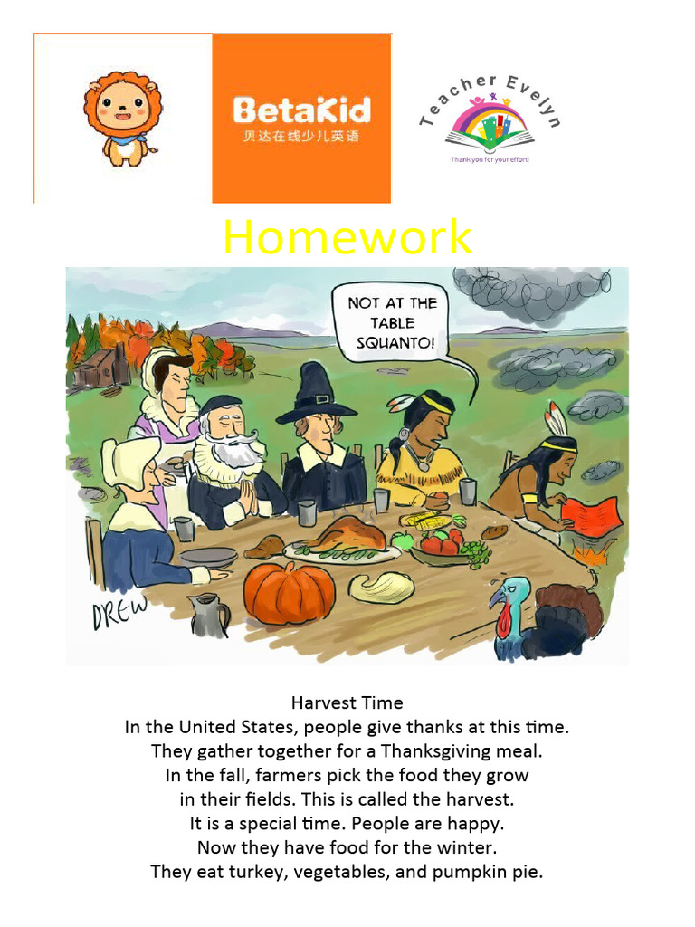 Evelyn P Homework Harvest Time | PDF | Thanksgiving | Pumpkin