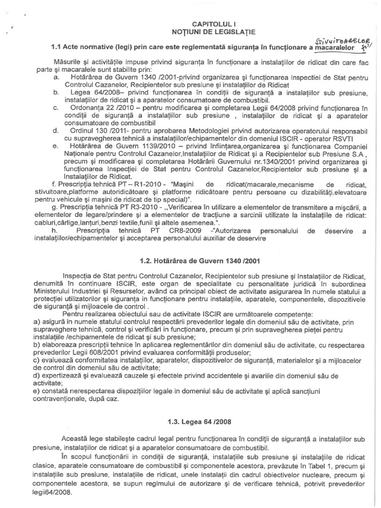 Legislatie ISCIR - REZUMAT | PDF