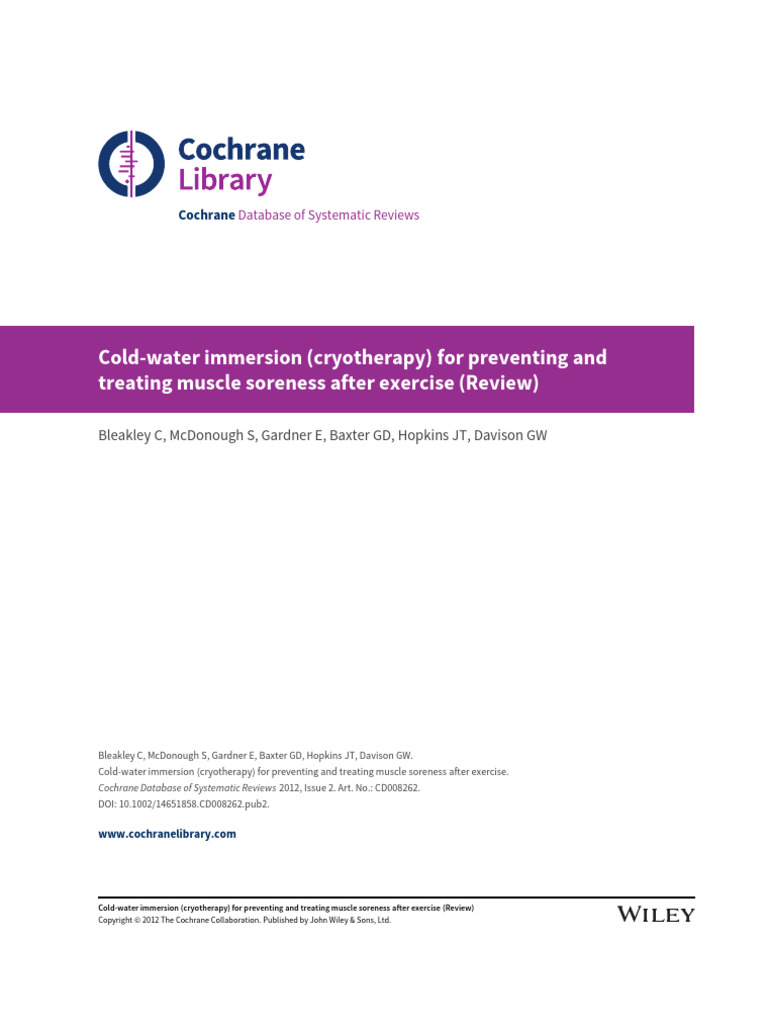 Bleakley Et Al (2012) - Cold-Water Immersion (Cryotherapy) For ...