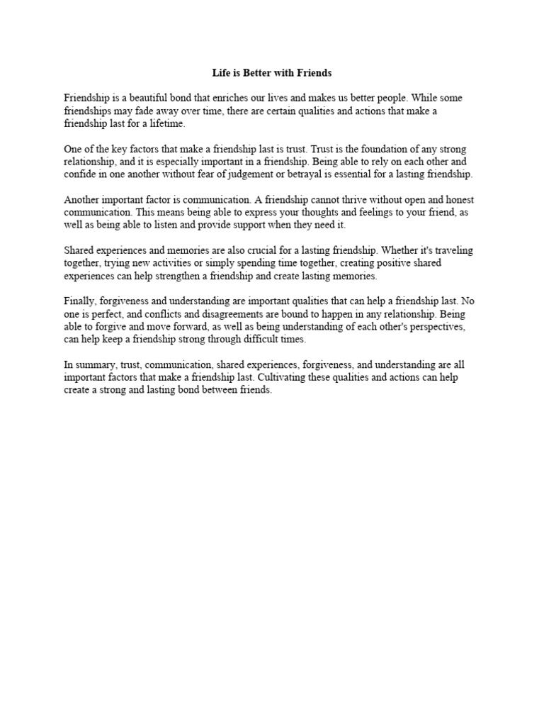 What Makes Friendship Last | PDF | Friendship | Experience