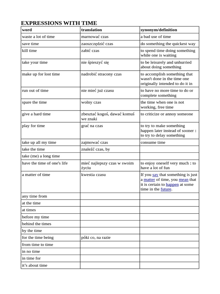Expressions With Time | PDF